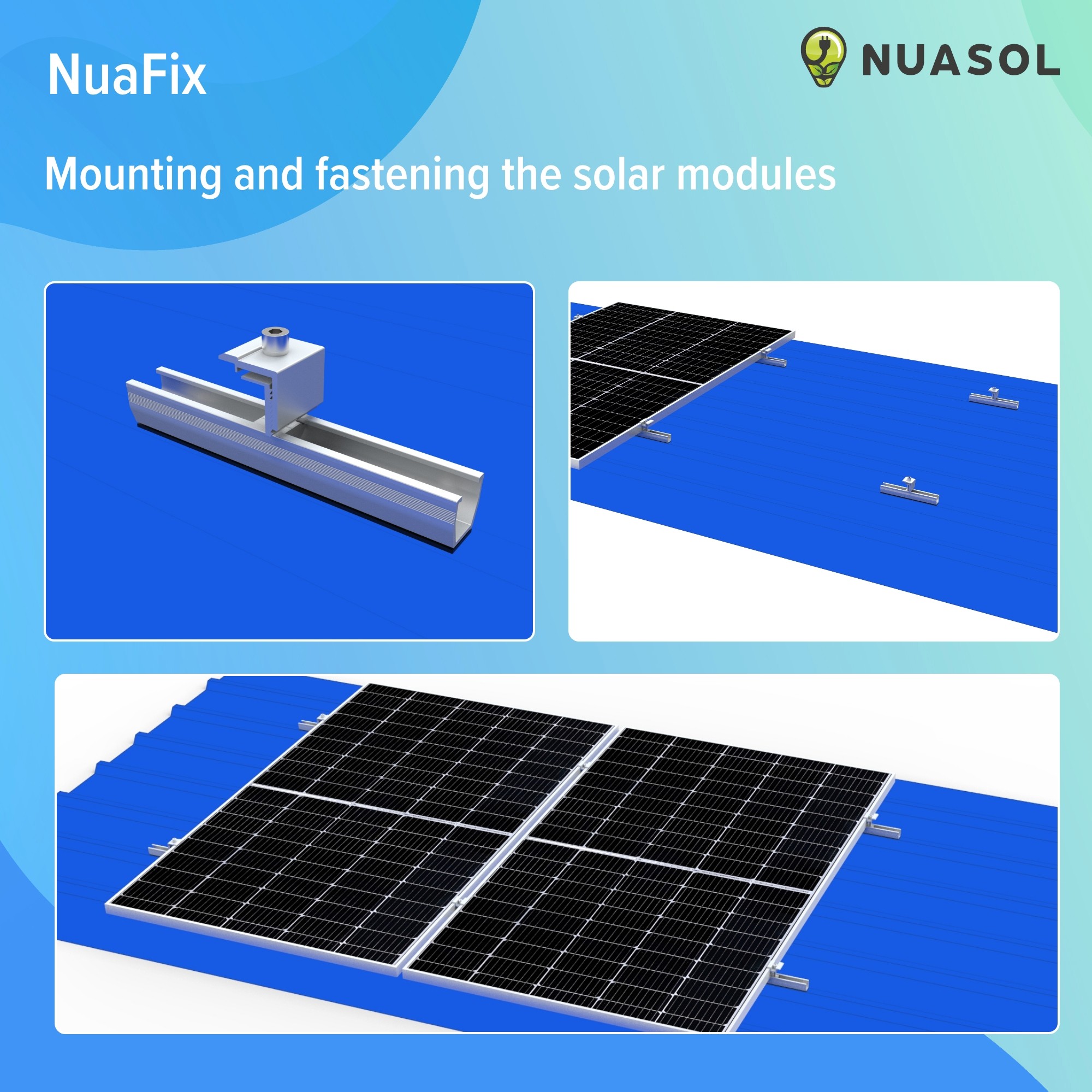 Trapezoidal sheet metal roof mounting set U-profile 20cm - for 2 modules