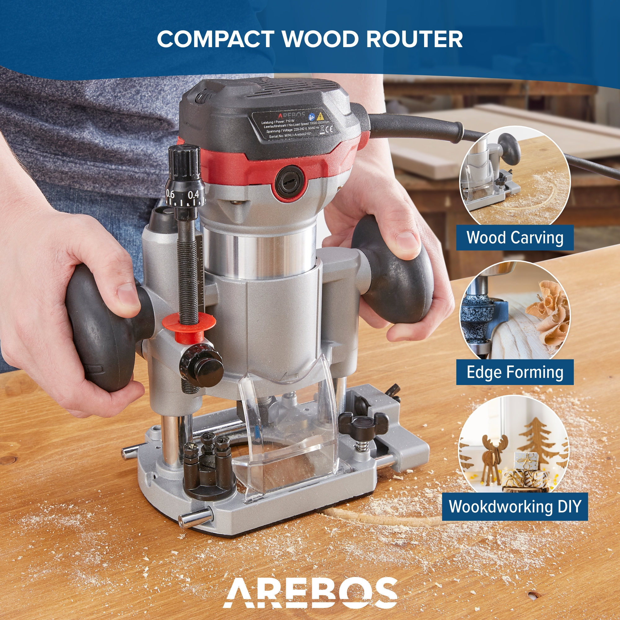 Router 710W incl. trimmer and diving base