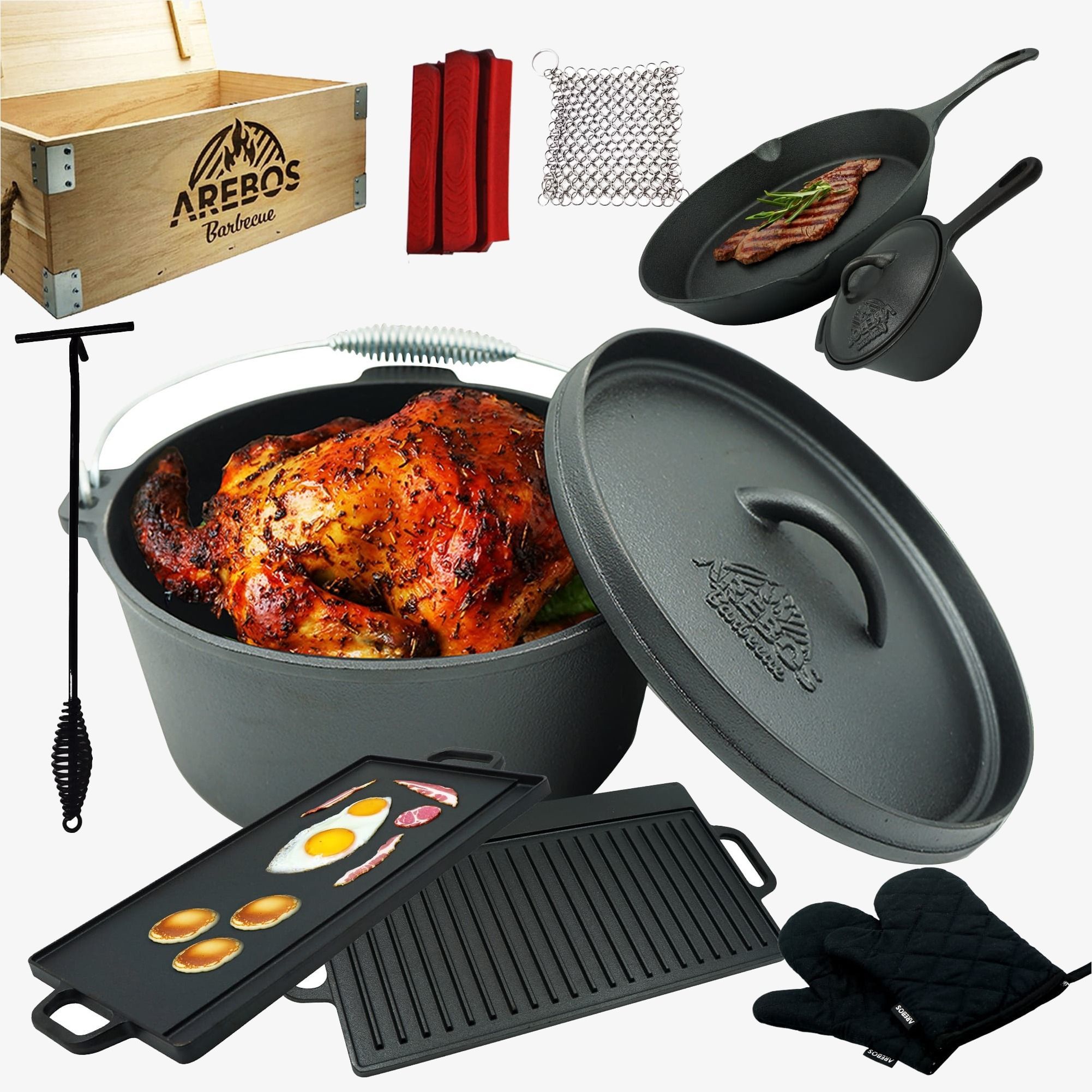 Dutch Oven Set 9 tlg. in Holzkiste - 4252023111324 - Sports